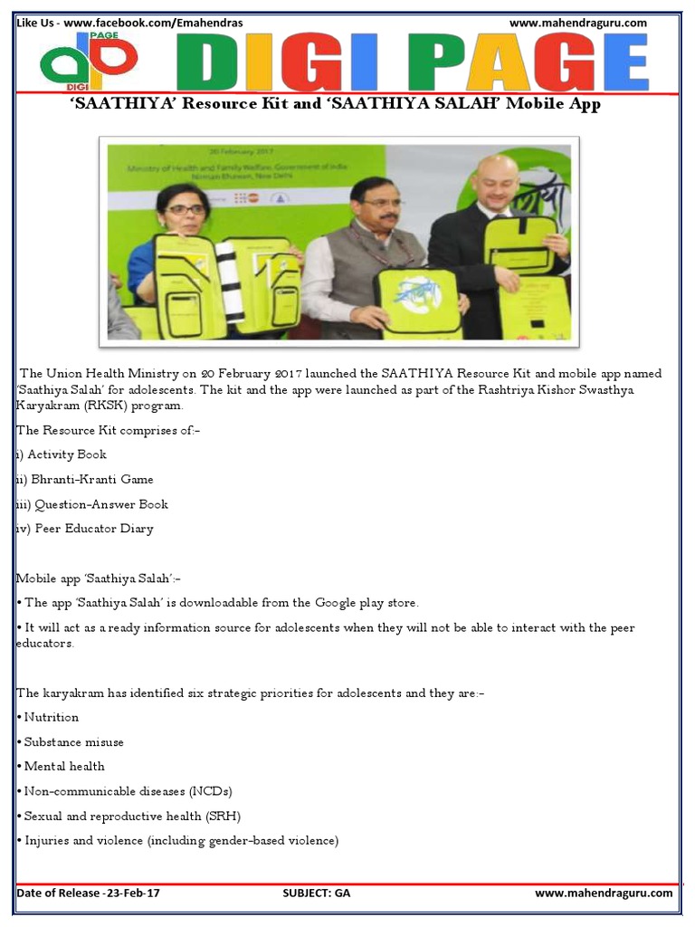 Saathiya App and Resource Kit Launch | PDF | Mobile App