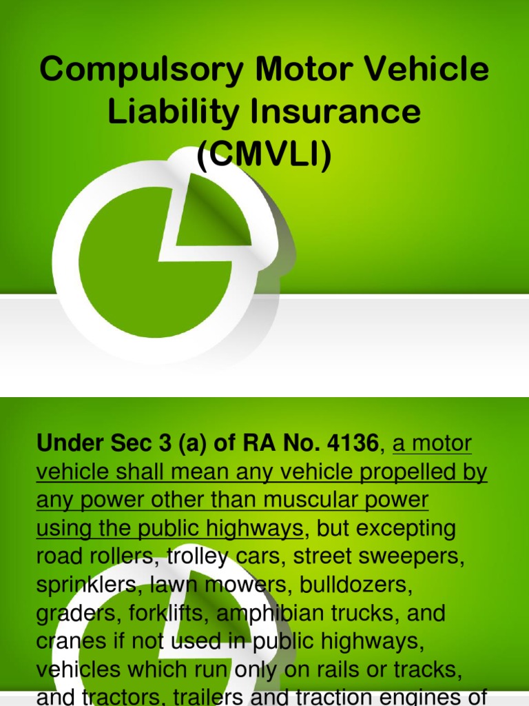 Compulsory Motor Vehicle Liability Insurance (Cmvli) | PDF | Indemnity ...