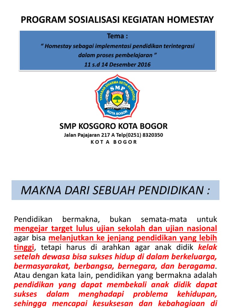 Contoh Naskah Presentasi Homestay | PDF