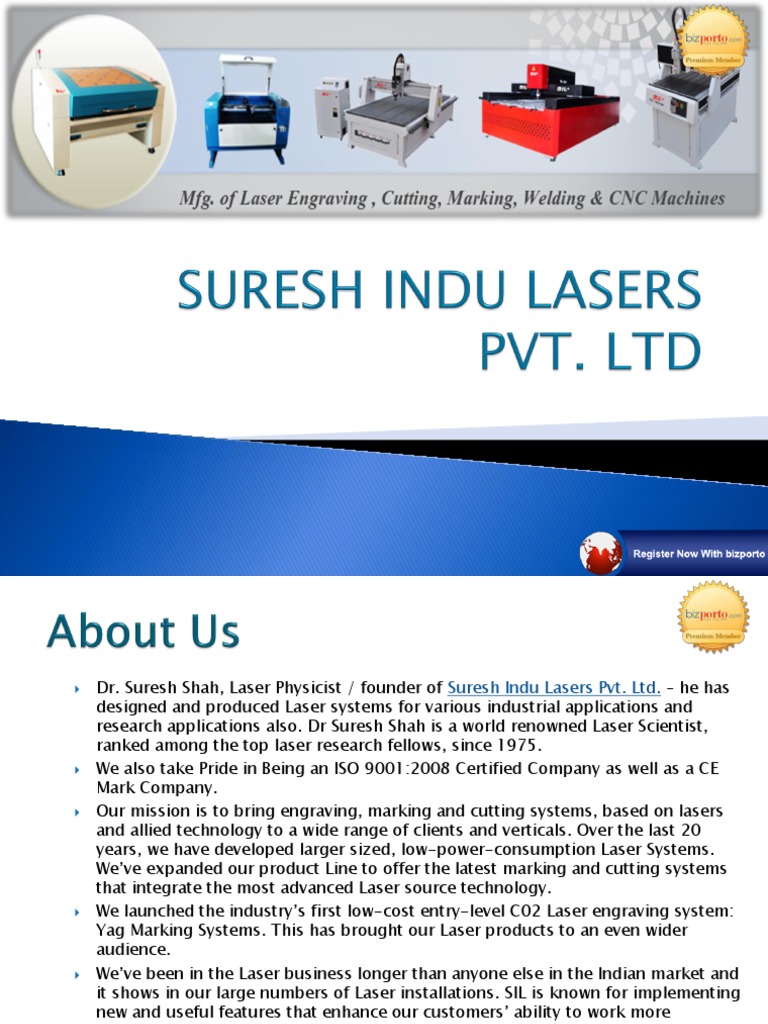 Laser Machine Manufacturer Suresh Indu Lasers PVT LTD | PDF | Laser ...