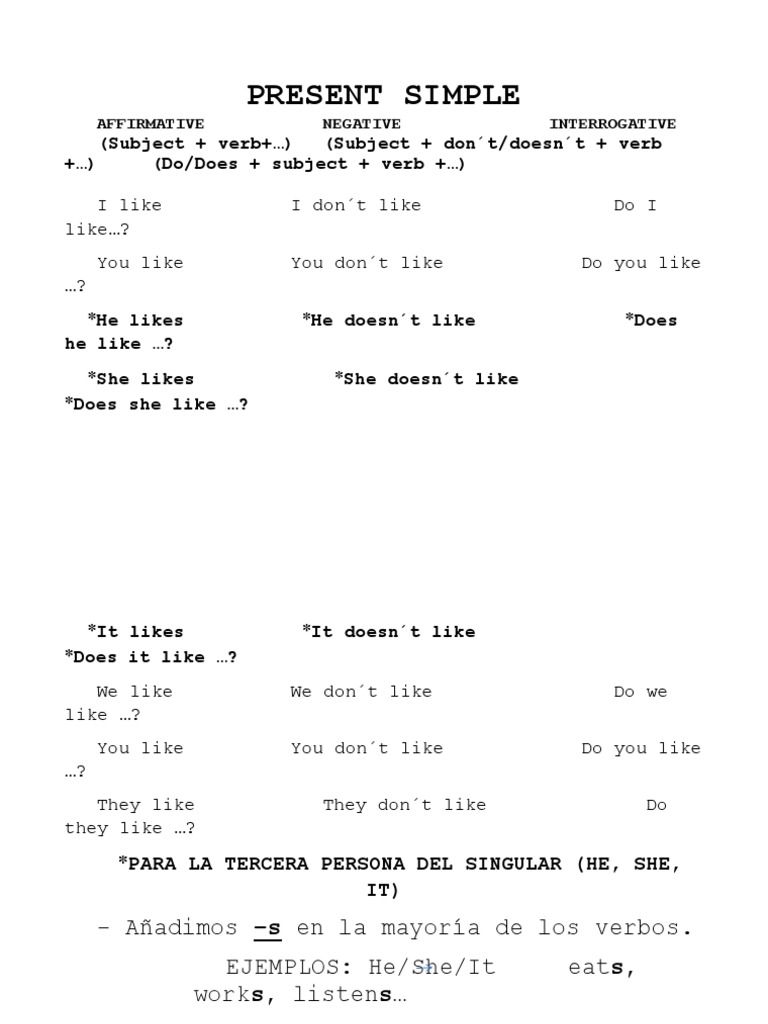 Present Simple Estructura | PDF