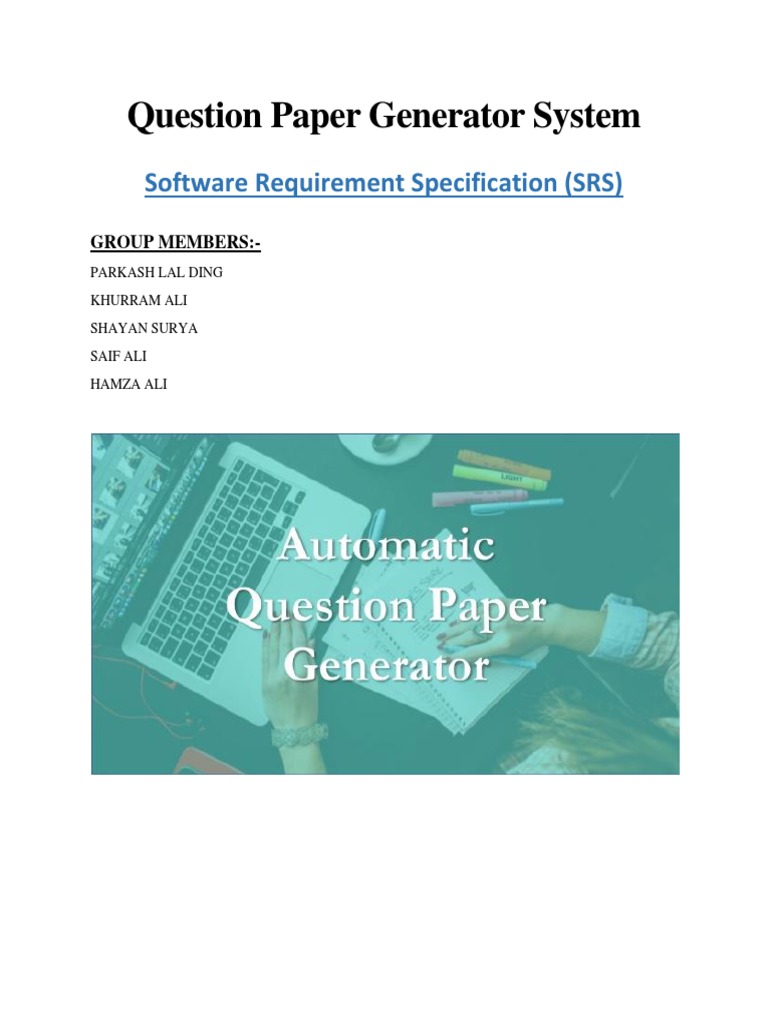Question Paper Generator System: Software Requirement Specification ...