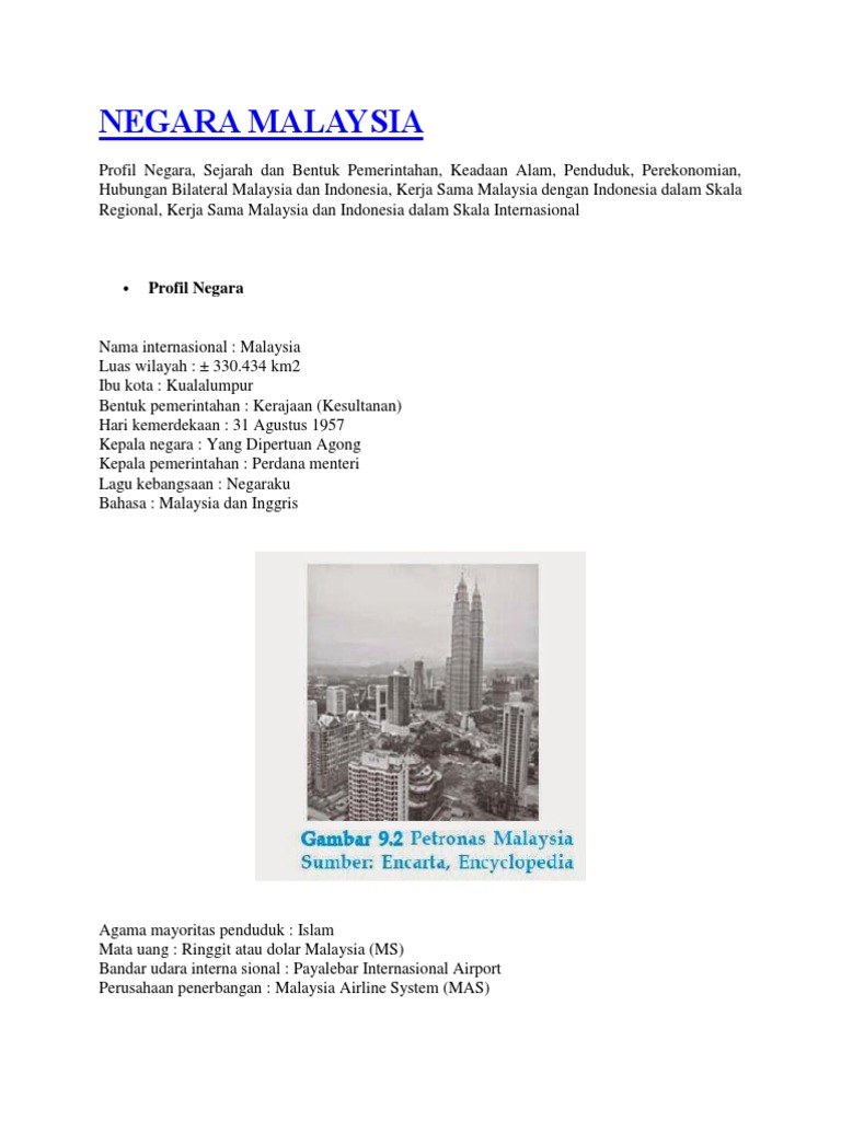 Profil Negara Malaysia | PDF