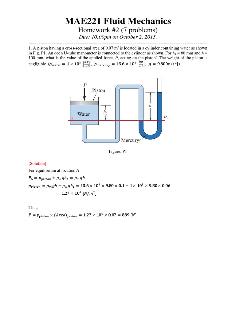 MAE221 Fluid Mechanics: Homework #2 (7 Problems) | PDF | Balloon | Buoyancy