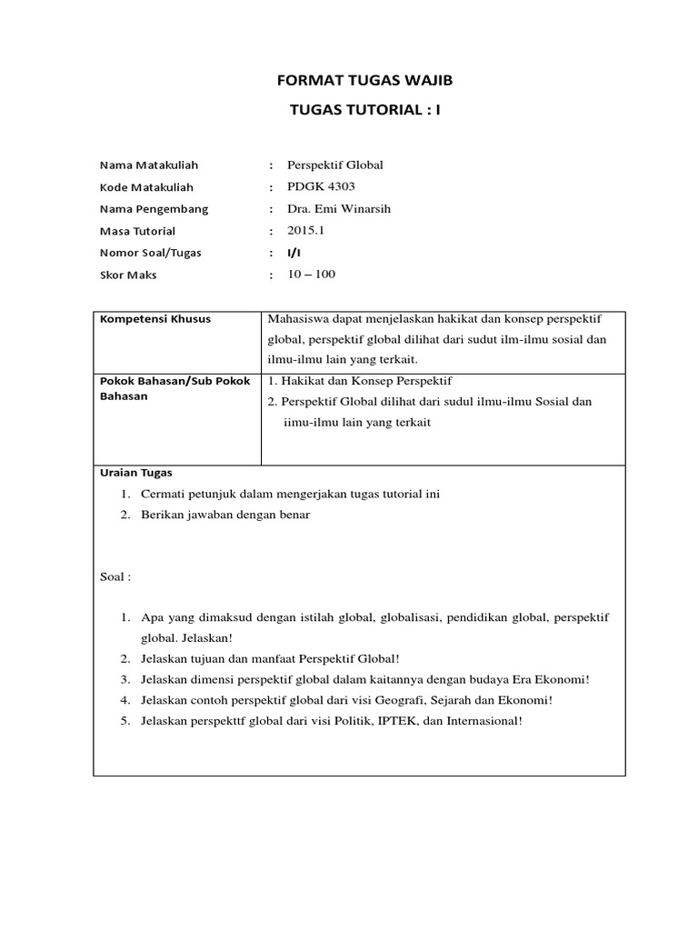 5 Format Tugas Wajib Tutorial | PDF