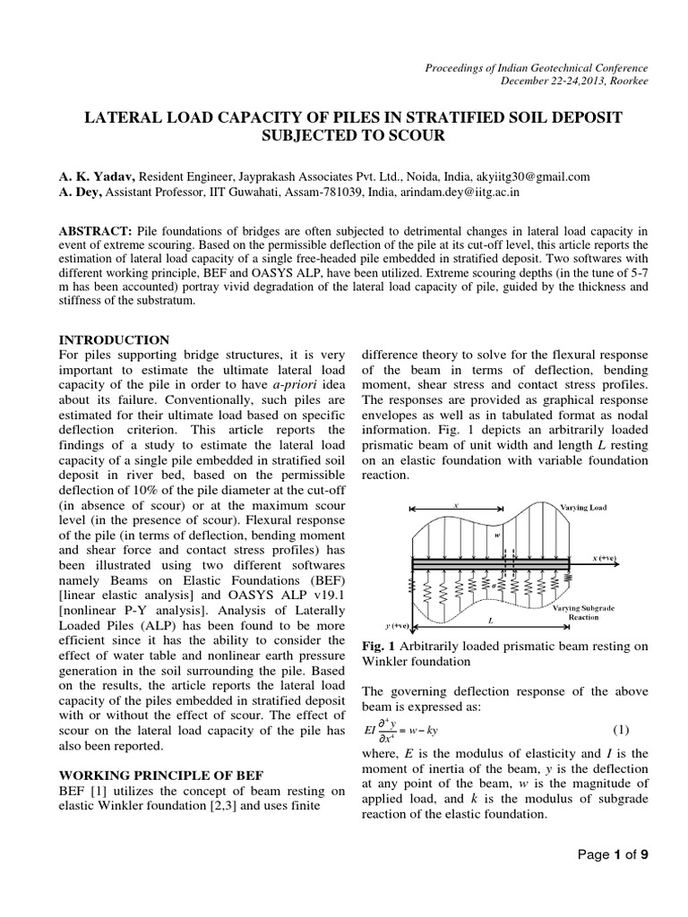 Lateral Load Capacity of Piles in Scour | PDF | Bending | Young's Modulus