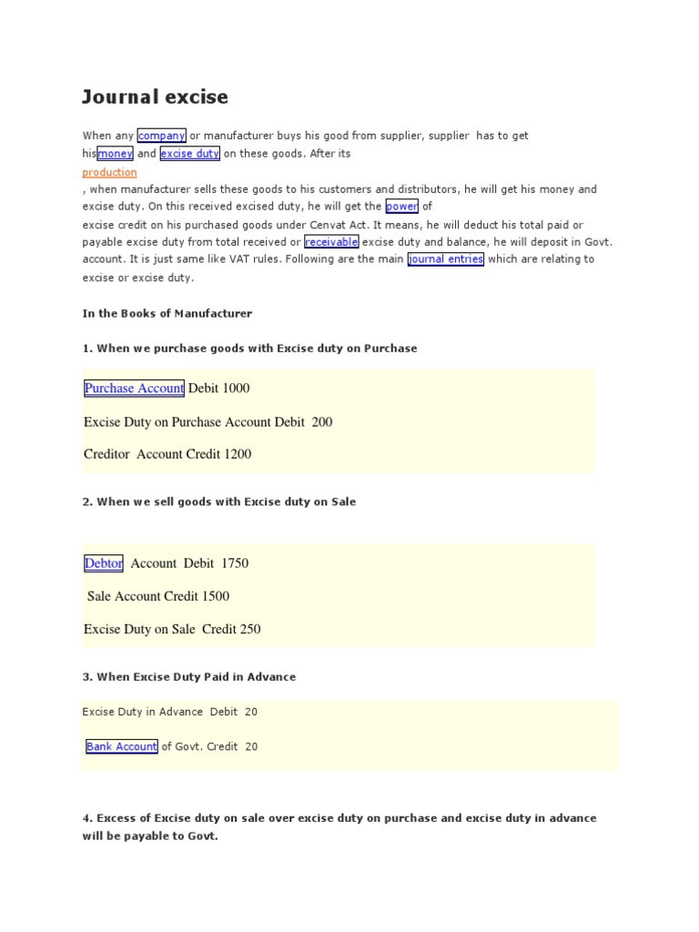 Journal Excise: Purchase Account | PDF