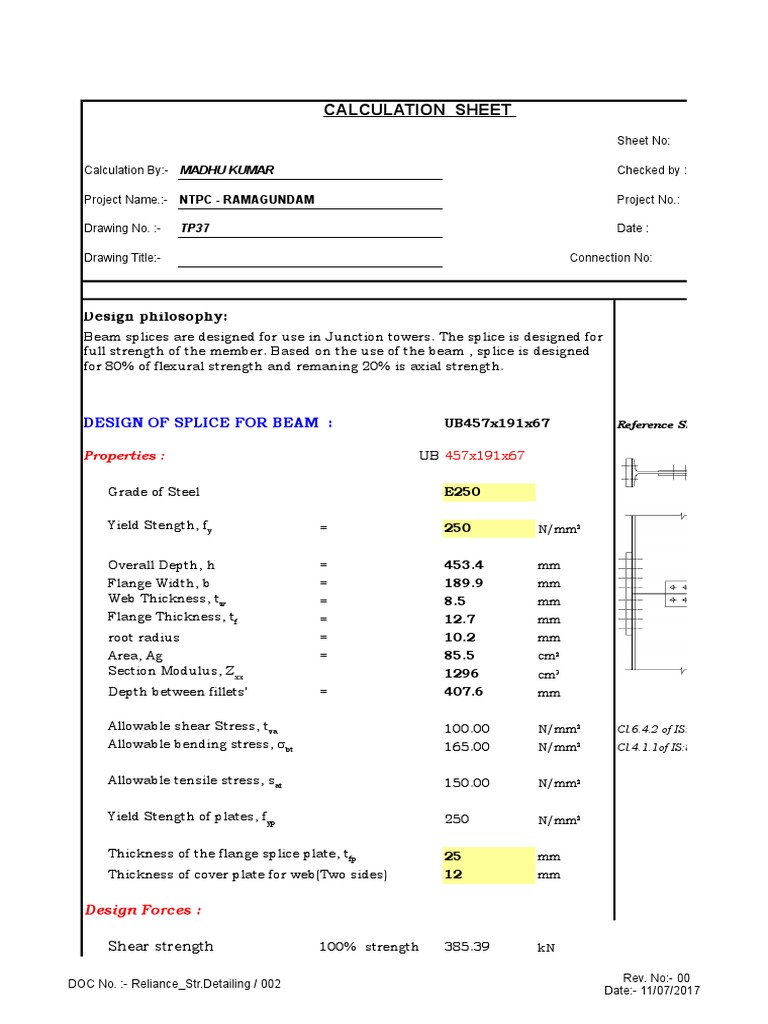 Calculation Sheet: Design Philosophy | Download Free PDF | Strength Of ...
