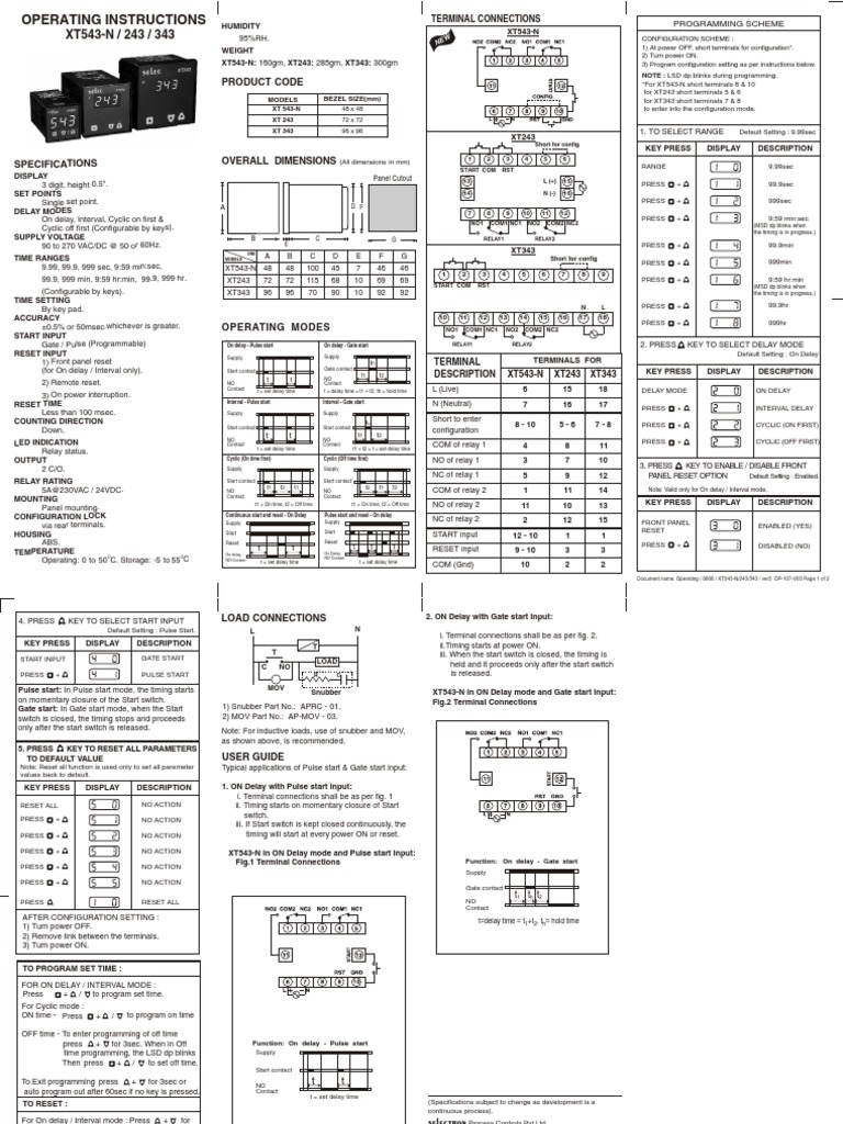NOTE: LSD DP Blinks During Programming.: Operating Modes | Download Free PDF | Switch | Relay