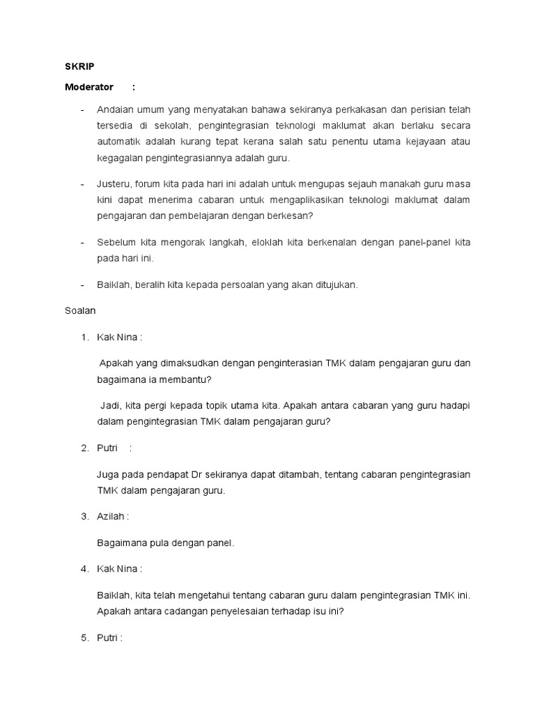 Skrip Forum TMK | PDF