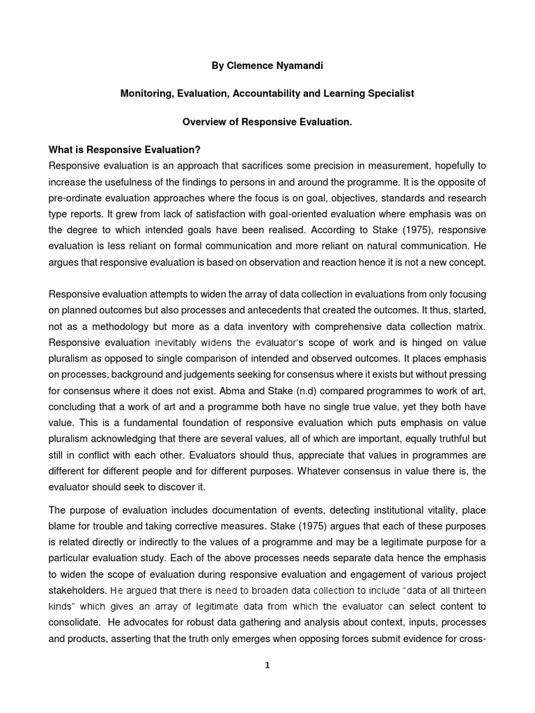 Responsive Evaluation | PDF | Program Evaluation | Inquiry
