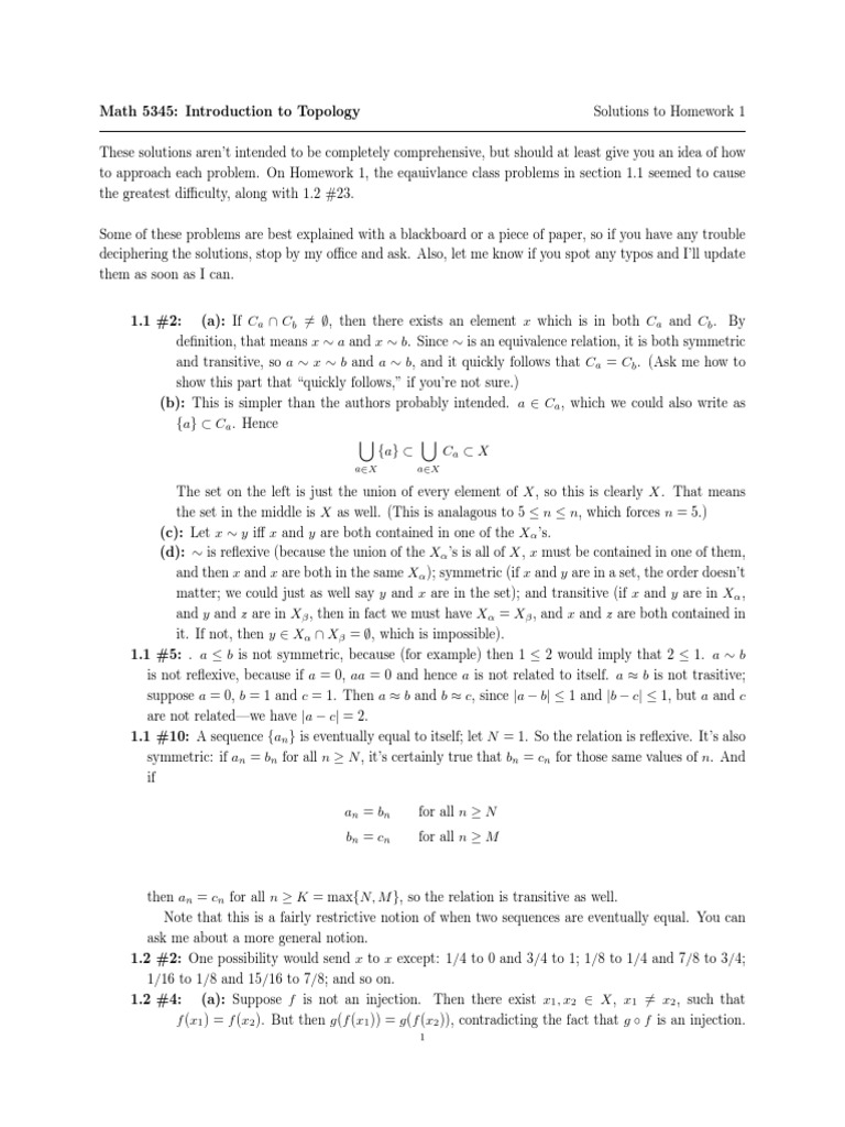 Fall 07 Sol 1 | PDF | Function (Mathematics) | Mathematical Analysis