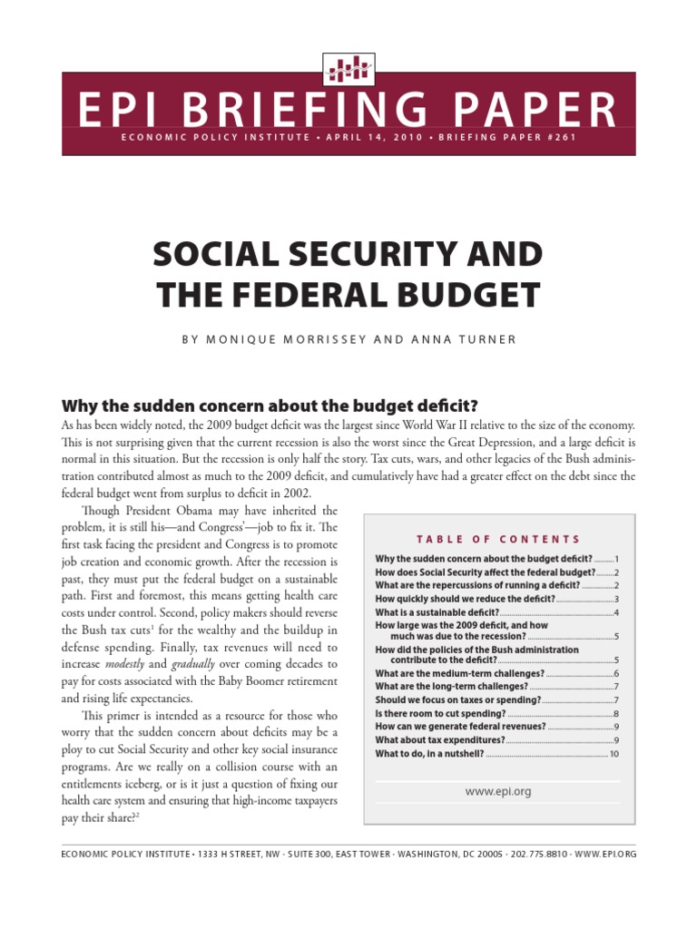 Social Secuirty and The Federal Budget | PDF | Government Budget ...