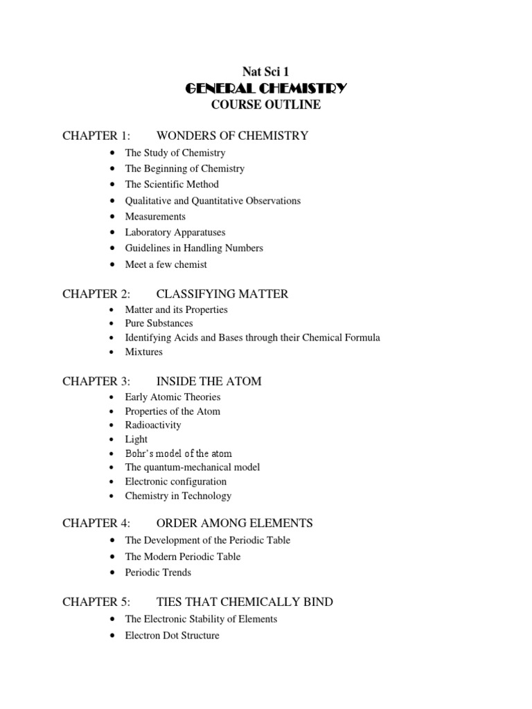 General Chemistry Course Outline | PDF | Chemical Bond | Chemical Reactions