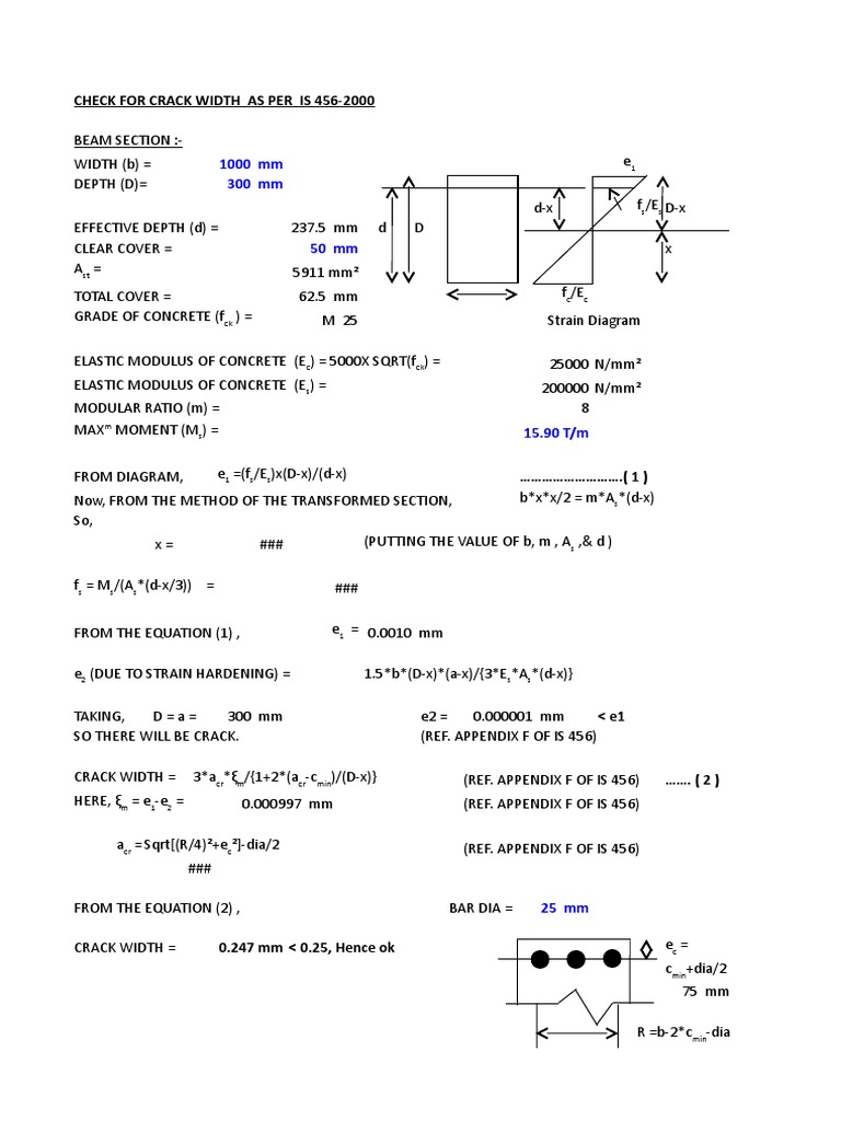 Crack Width Calculation