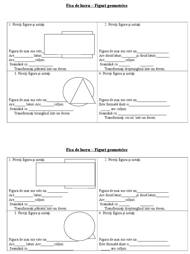 Fisa de Lucru - Figuri Geometrice | PDF