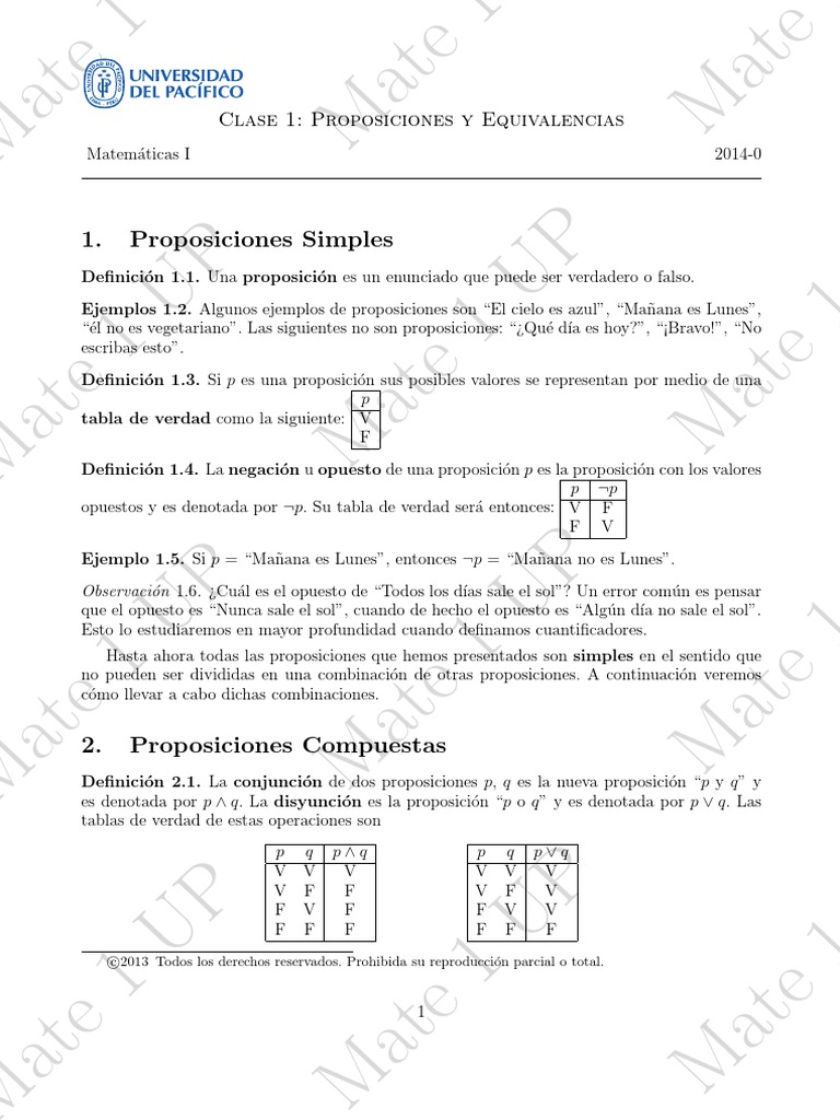 Clase 01 | PDF | Proposición | Si y solo si