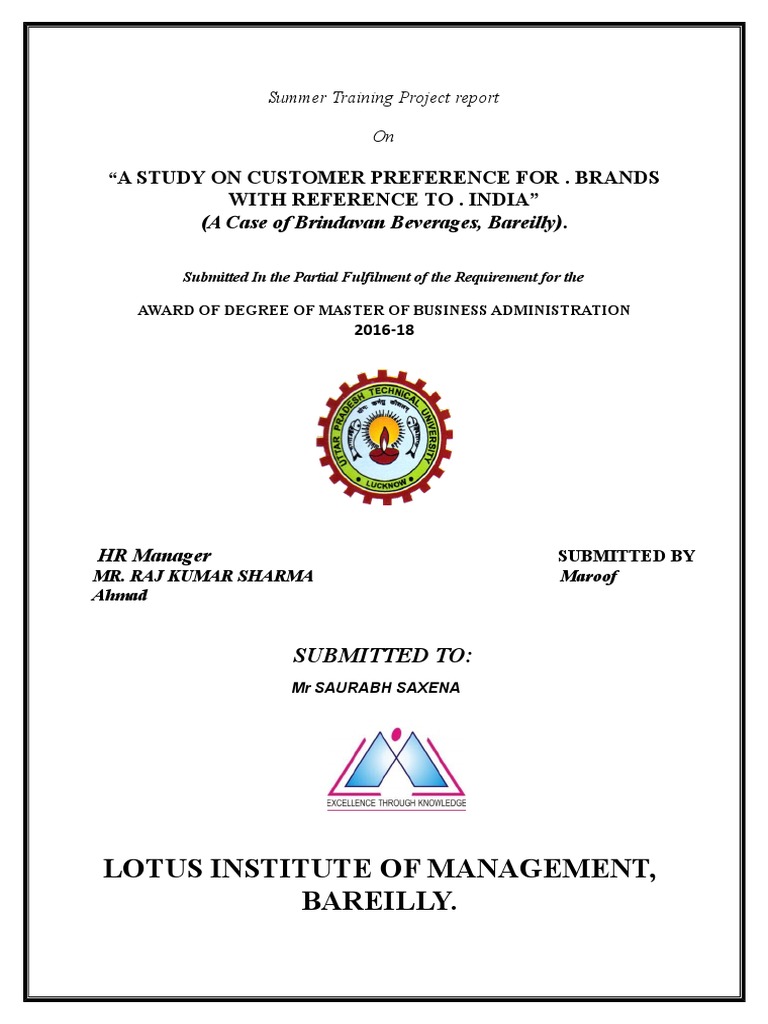 Lotus Institute Of Management, Bareilly.: A Study On Customer ...