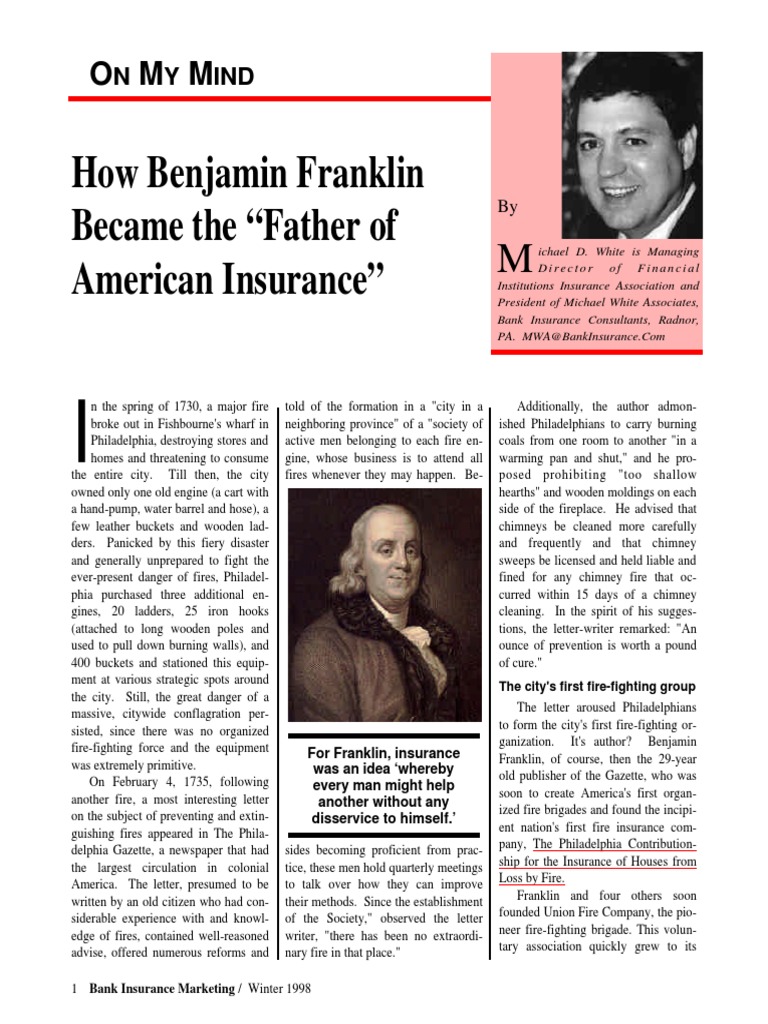 How Benjamin Franklin Became The "Father of American Insurance" | PDF ...