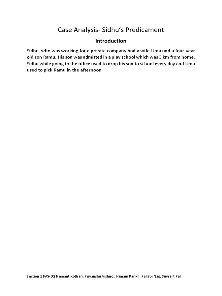 Sidhu's Predicament Case Study | PDF
