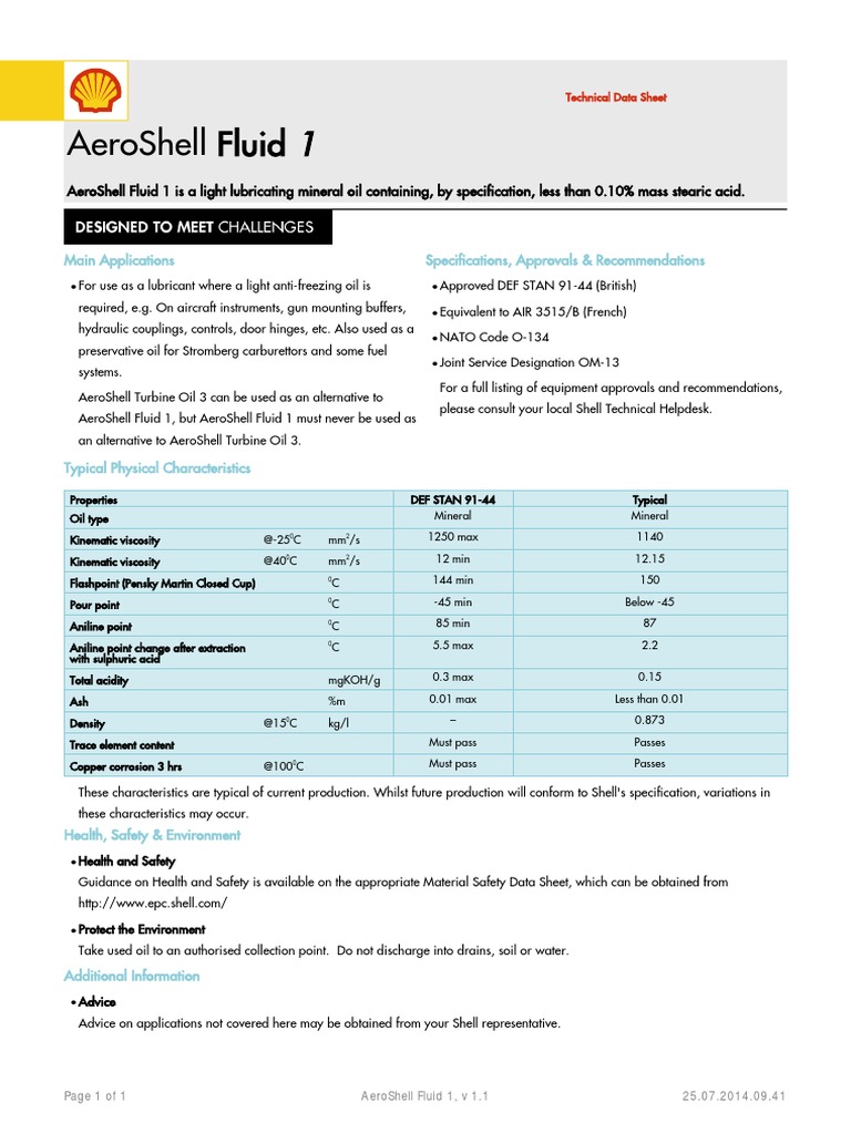 AeroShell Fluid 1 (en-GB) TDS | PDF | Motor Oil | Lubricant