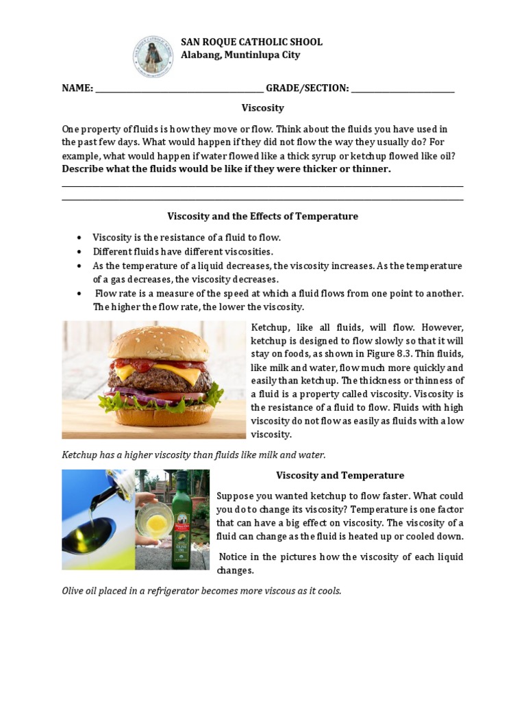 Viscosity Handout | PDF | Viscosity | Liquids