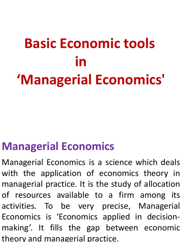 Basic Economic Tools in Managerial Economics | PDF | Economics | Labour ...