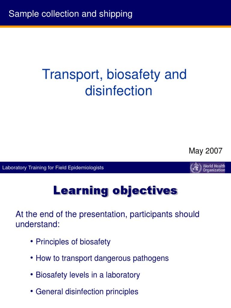 Transport, Biosafety and Disinfection: Sample Collection and Shipping ...