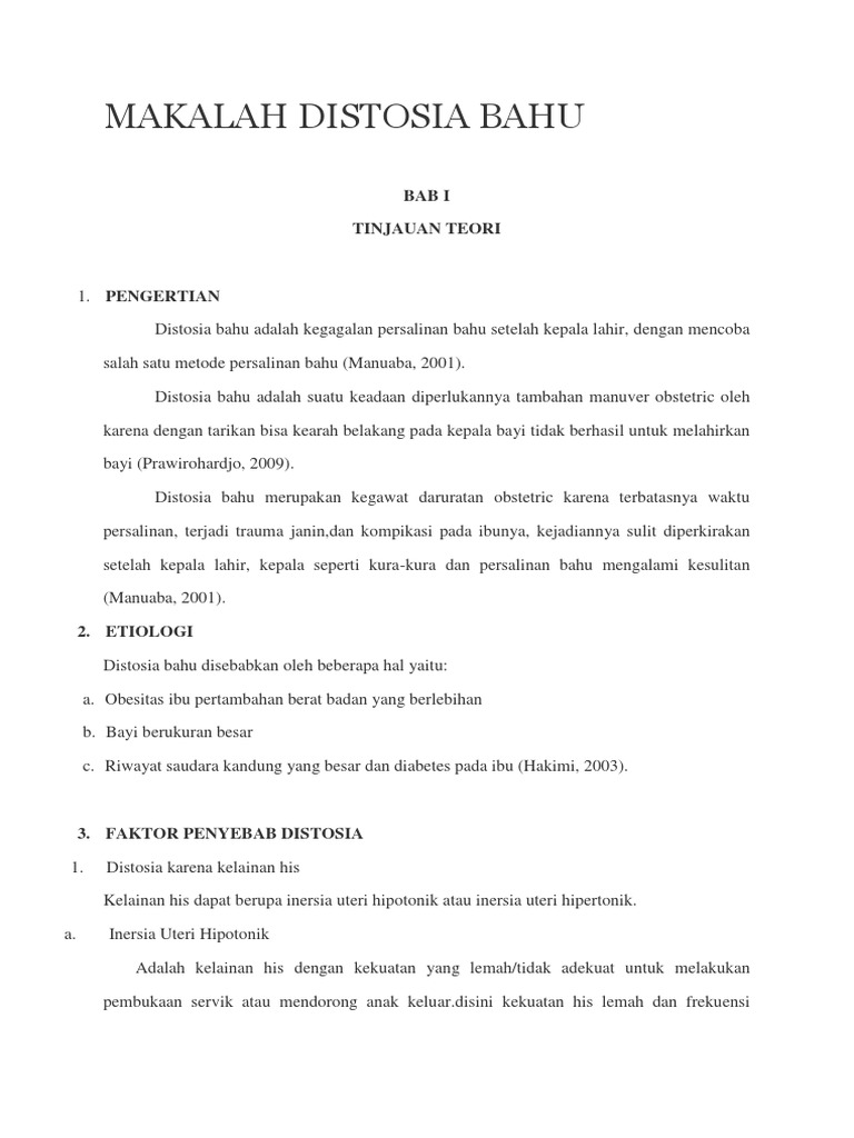 Panduan Lengkap Distosia Bahu dalam Persalinan | PDF