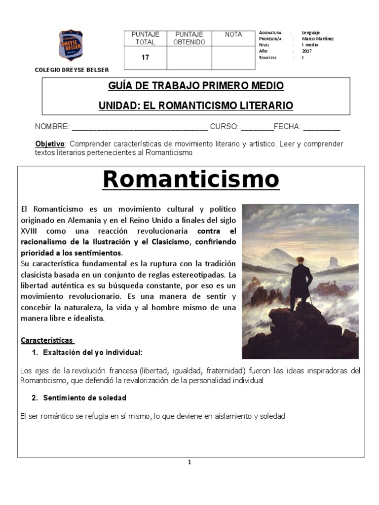 Guía del Romanticismo para Primero Medio | PDF | Romanticismo | Science