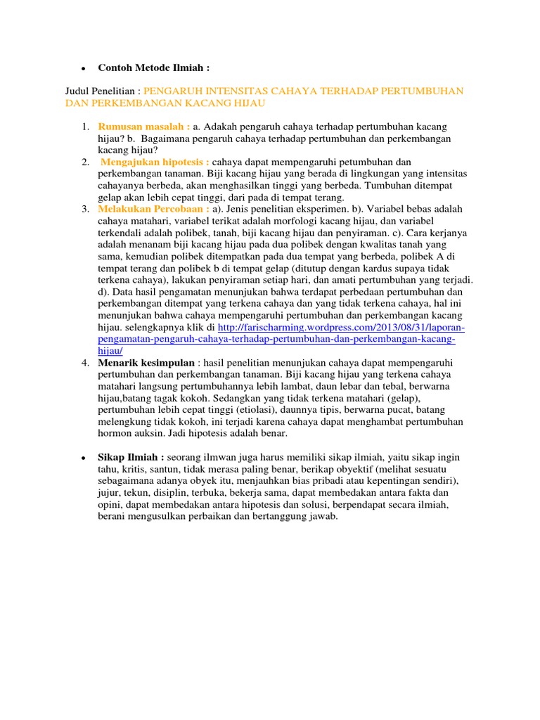 Contoh Metode Ilmiah | PDF