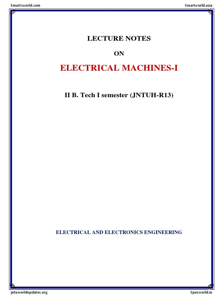Electrical Machines-I U1 | PDF | Magnetic Field | Inductance
