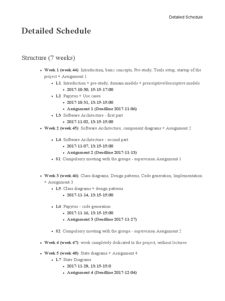 Detailed Schedule: Structure (7 Weeks) | PDF