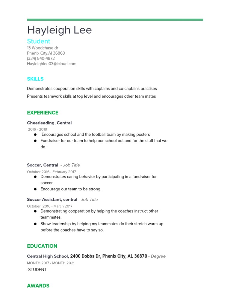 Hayleigh Lee: Student | PDF