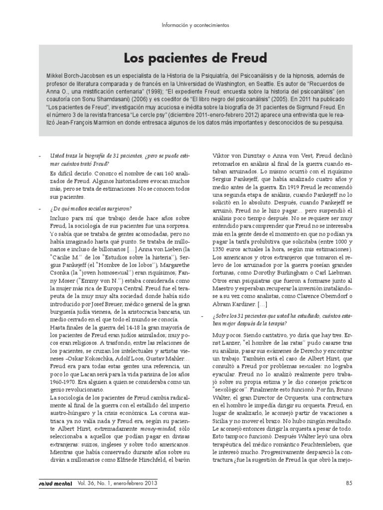 Los Pacientes de Freud: Usted Traza La Biografía de 31 Pacientes, ¿Pero ...