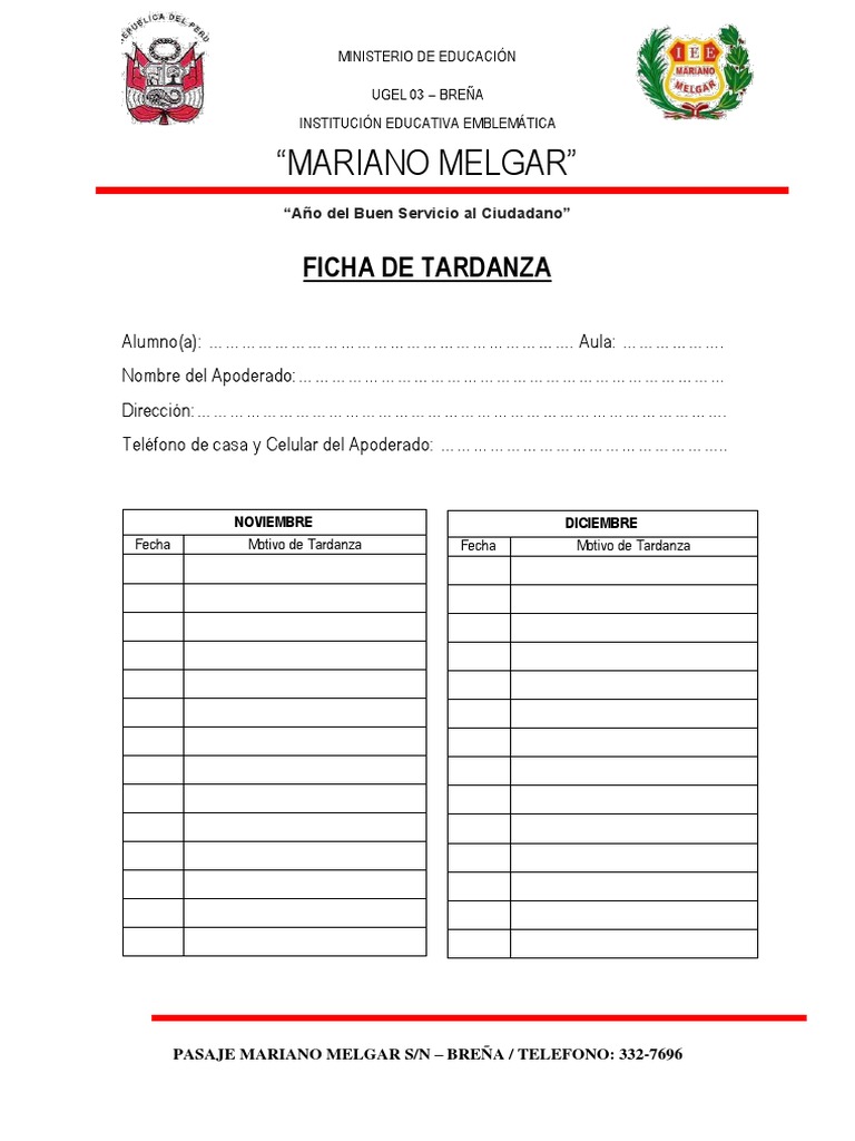 Ficha de Tardanza | PDF