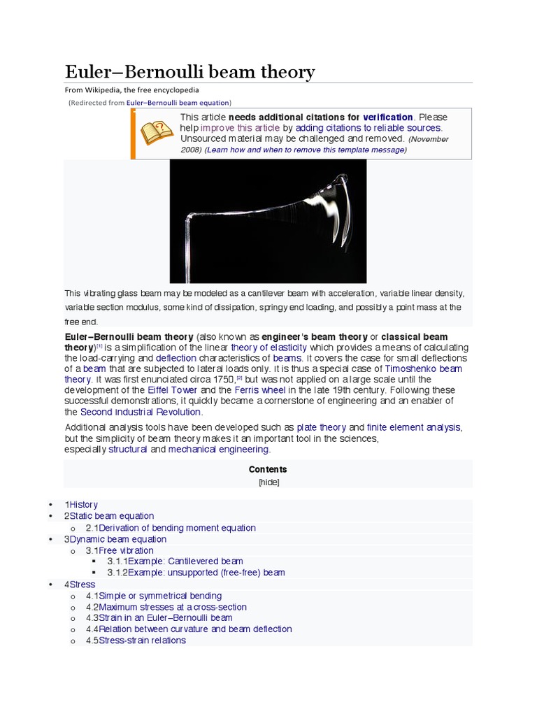 Euler-Bernoulli Beam Theory | PDF | Bending | Beam (Structure)