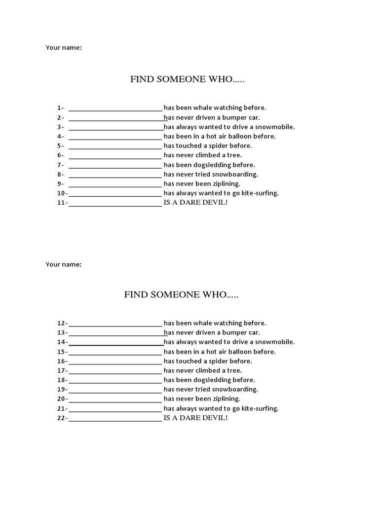 Find Someone Who | PDF