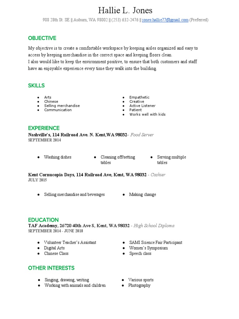 Hallie L. Jones Resume Overview | PDF