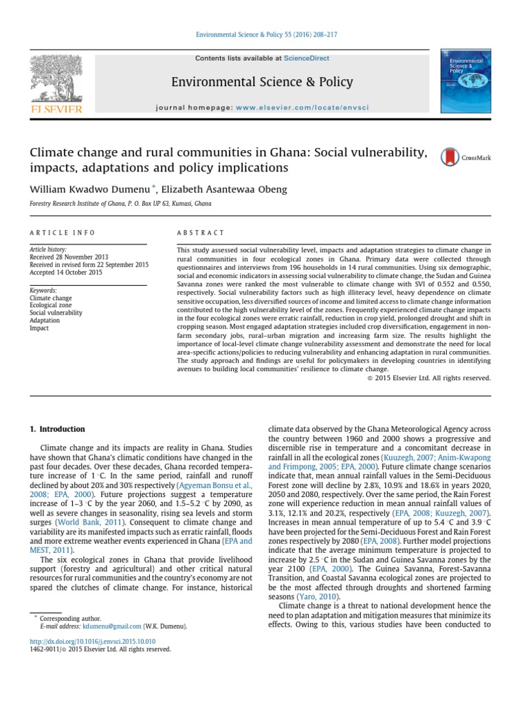 Environmental Science & Policy Volume 55 Issue 2016 | PDF | Climate ...