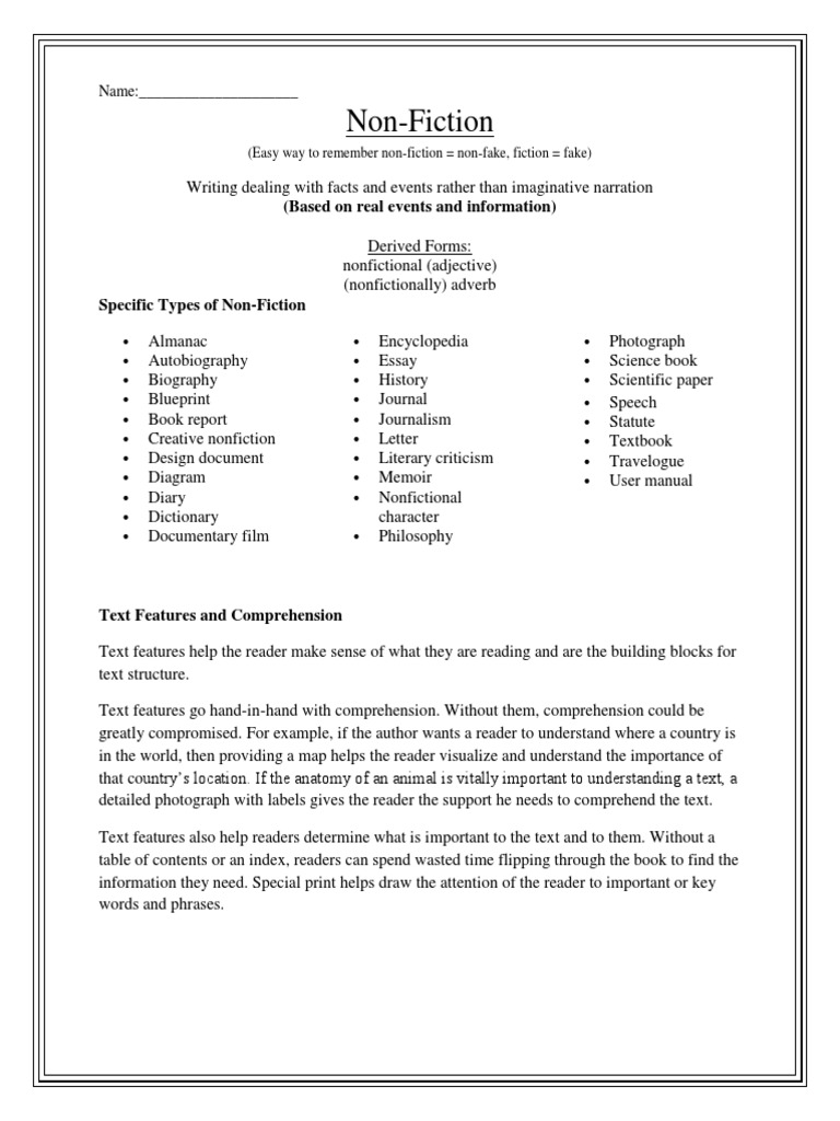 Non-Fiction Notes | Download Free PDF | Non Fiction | Reading Comprehension