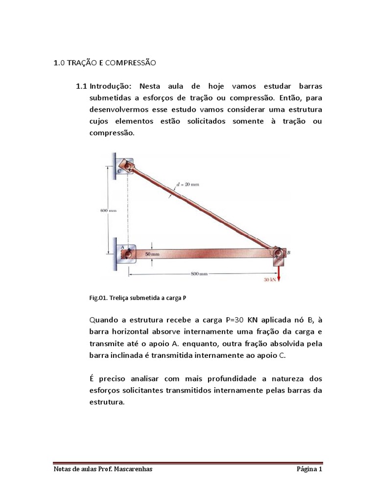 Tração e Compressão Corrigido | PDF | Estresse (Mecânica) | Força