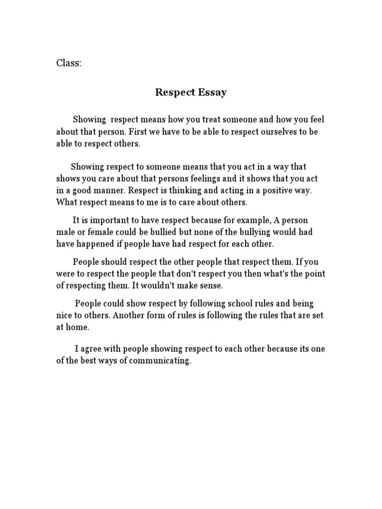 Class: Respect Essay | PDF