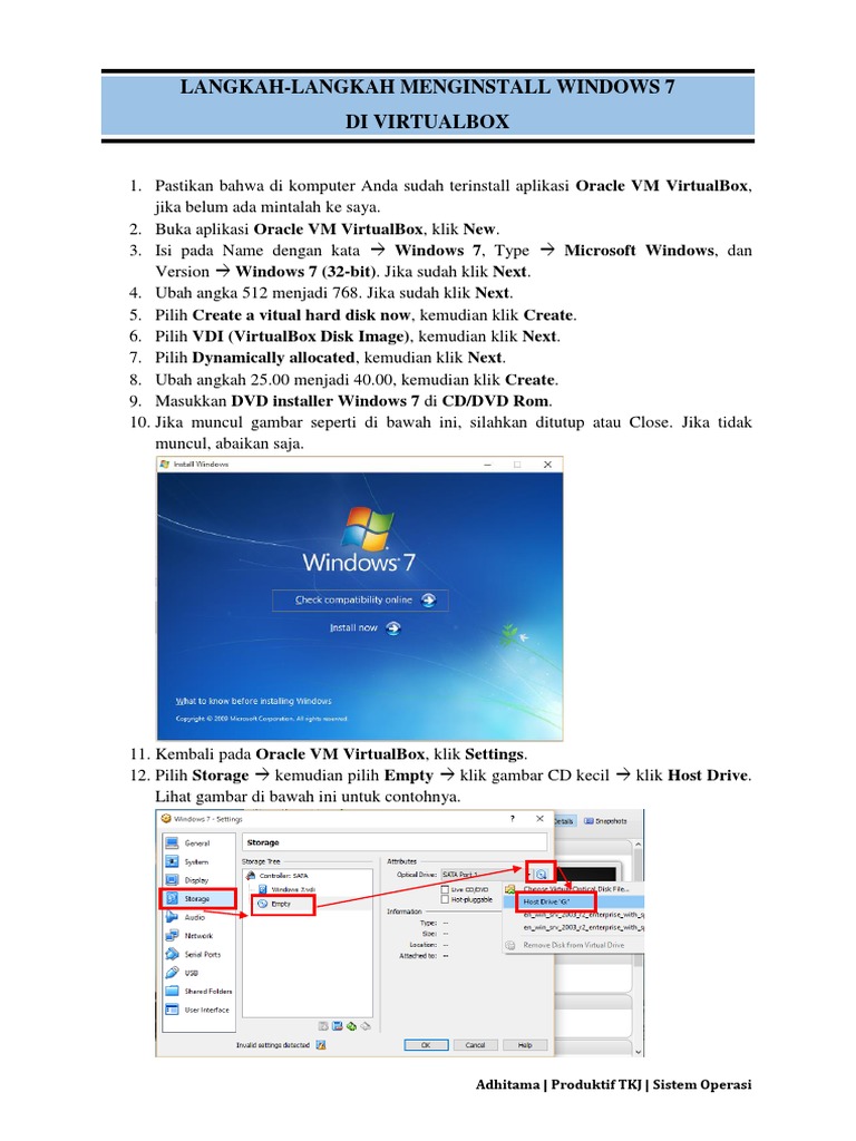 Instalasi Windows 7 di VirtualBox | PDF