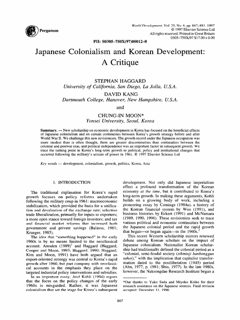 Japanese Colonialism and Korean Development PDF | PDF | Korea Under ...