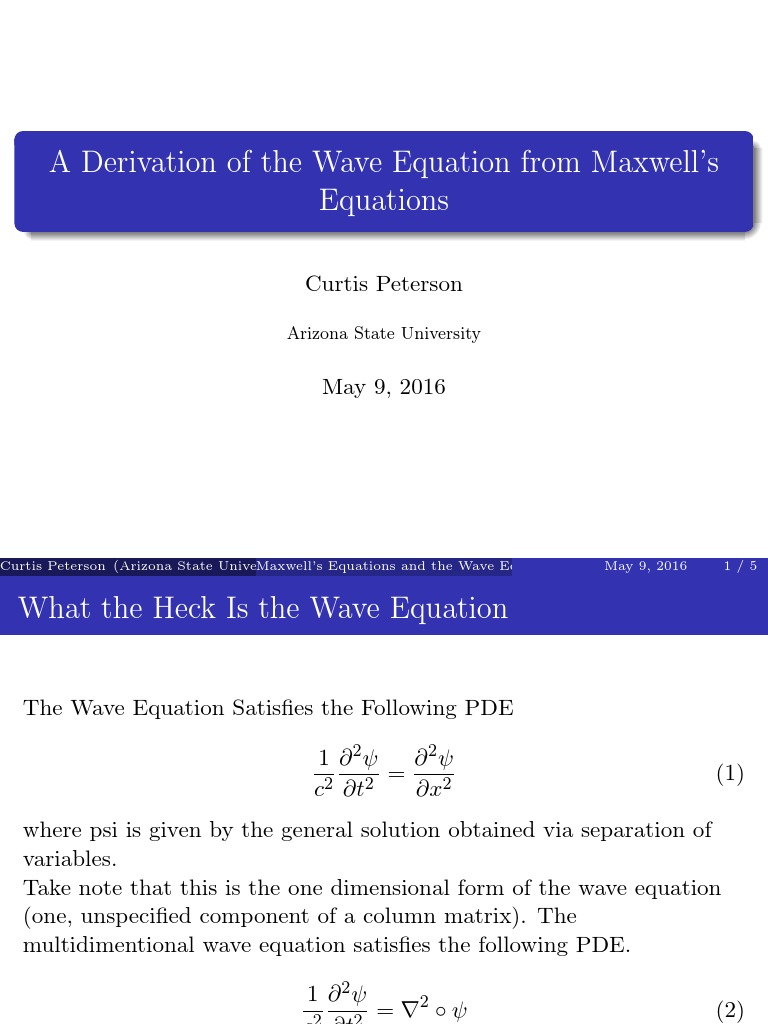 Deriving The Wave Equation From Maxwell S Equations A Step By Step