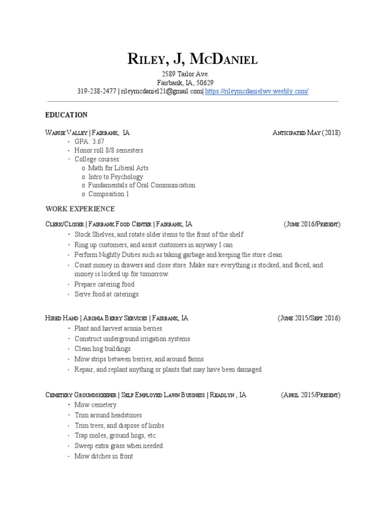 Riley Mcdaniel - Resume Template | PDF