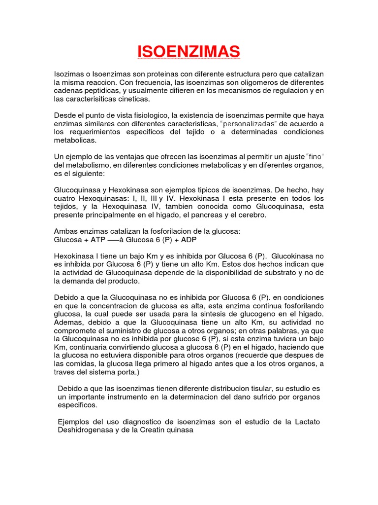 ISOENZIMAS | PDF | Nicotinamida adenina dinucleótida | Enzima