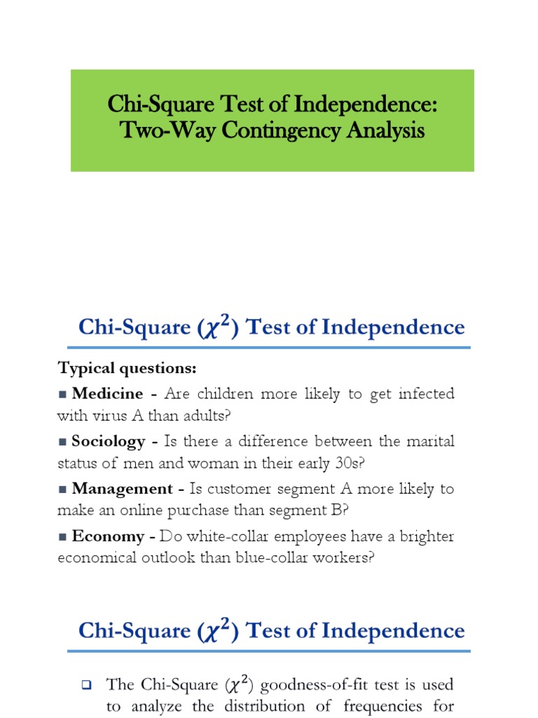 Chi-Square Test of Independence | PDF | Chi Squared Test | Statistical ...