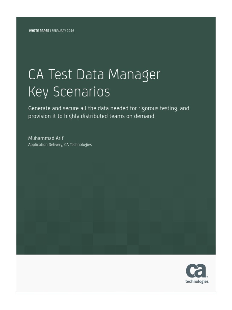 CA Test Data Manager Key Scenarios | PDF | Software Testing | Agile ...